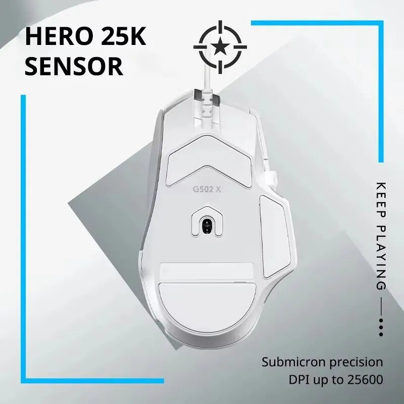 Мышь Logitech G502 X игровая, оптическая, проводная, USB, белый, 13 клавиш