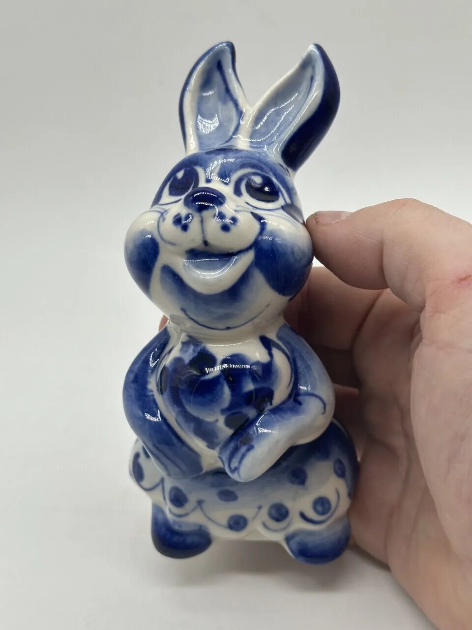 Статуэтка Зайка Гжель Фарфор винтажная великолепная