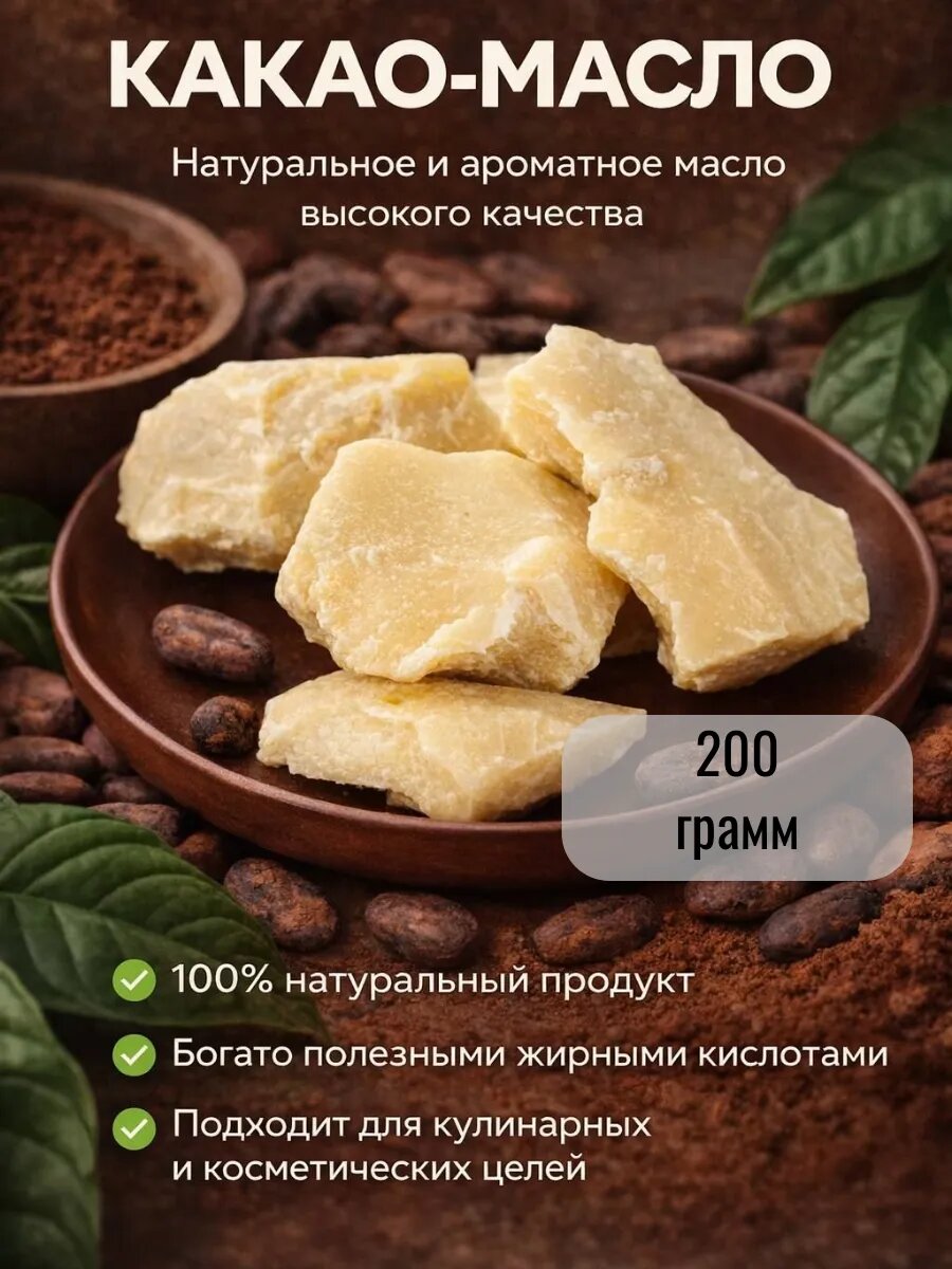 Какао масло натуральное нерафинированное, Венесуэла 200г