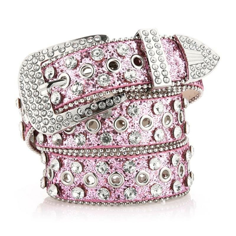Пояса, Новый пояс с инкрустацией из страз-розовый