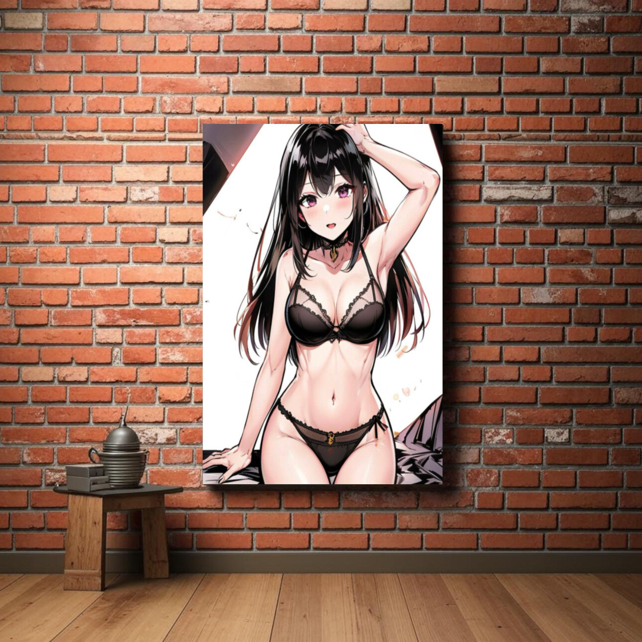 Картина большая Аниме 18+, девушка сексуальная, обнаженная, 60*80 см