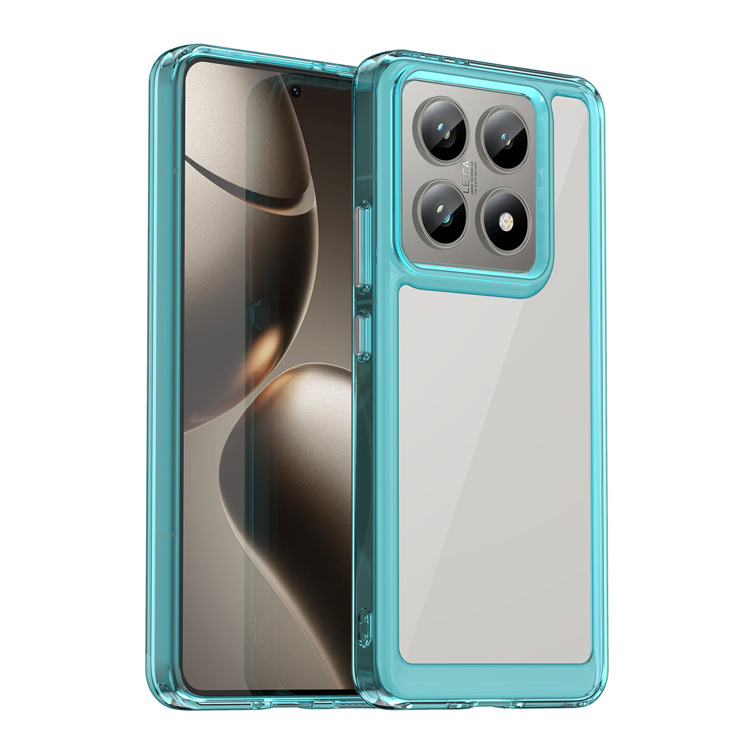 Прозрачный чехол с усиленными рамками бирюзового цвета для Xiaomi 14T и 14T Pro, увеличенные защитные свойства