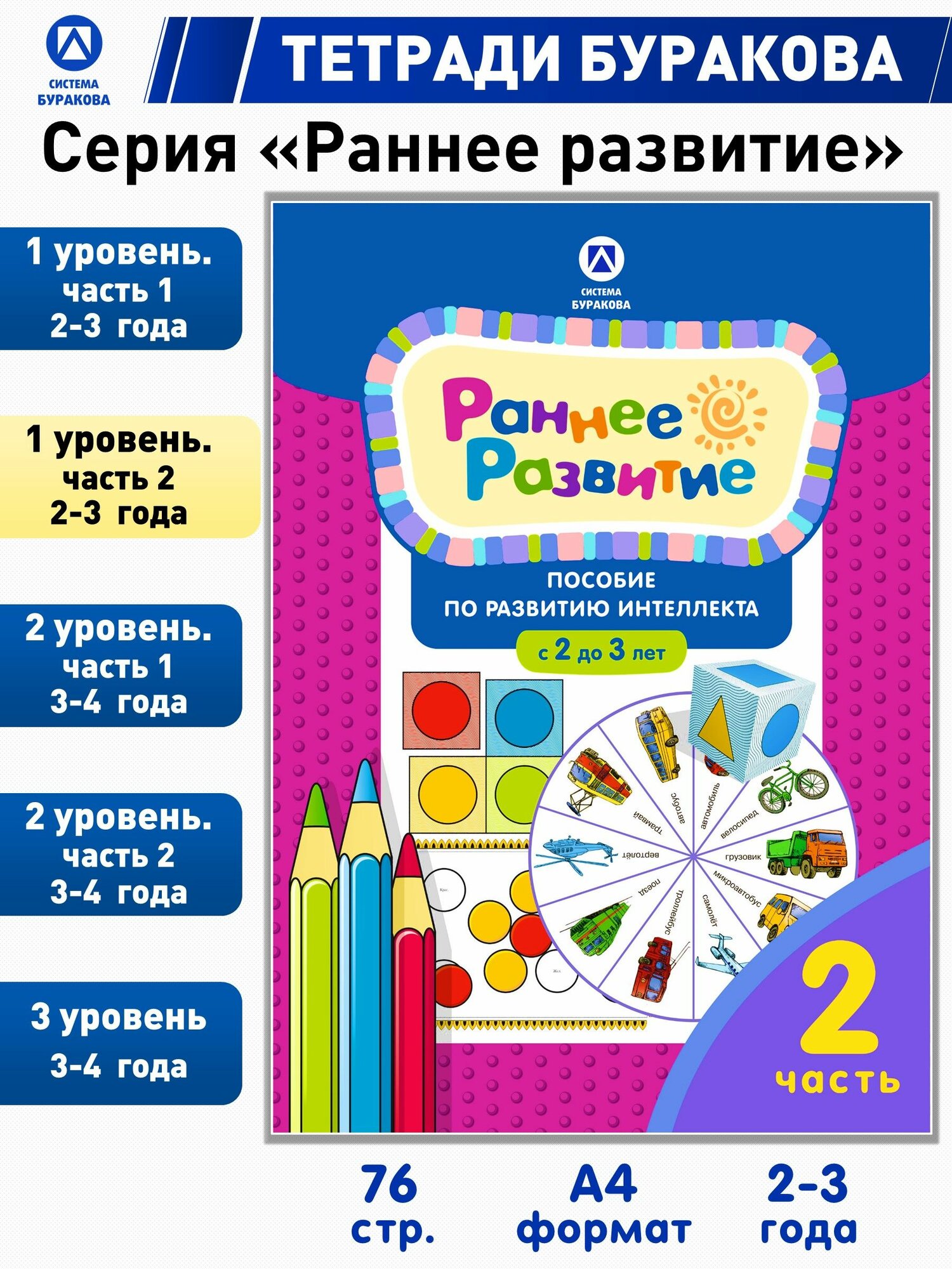 Ранне развитие 2-3 года, часть 2/Пособие по развитию интеллекта/Развивающие тетради/Технологии Буракова/Изучаем формы и цвета