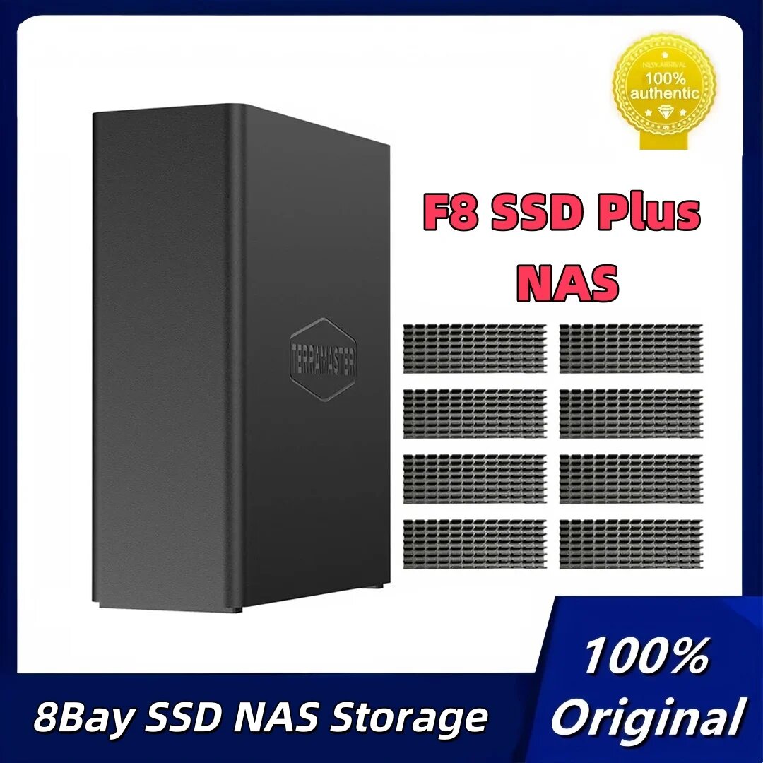 TERRAMASTER F8 SSD Plus NAS 8-канальный SSD NAS Storage Core i3 8-ядерный 8-поточный процессор 16 ГБ DDR5 RAM 10 Гбитный порт Сетевое хранилище