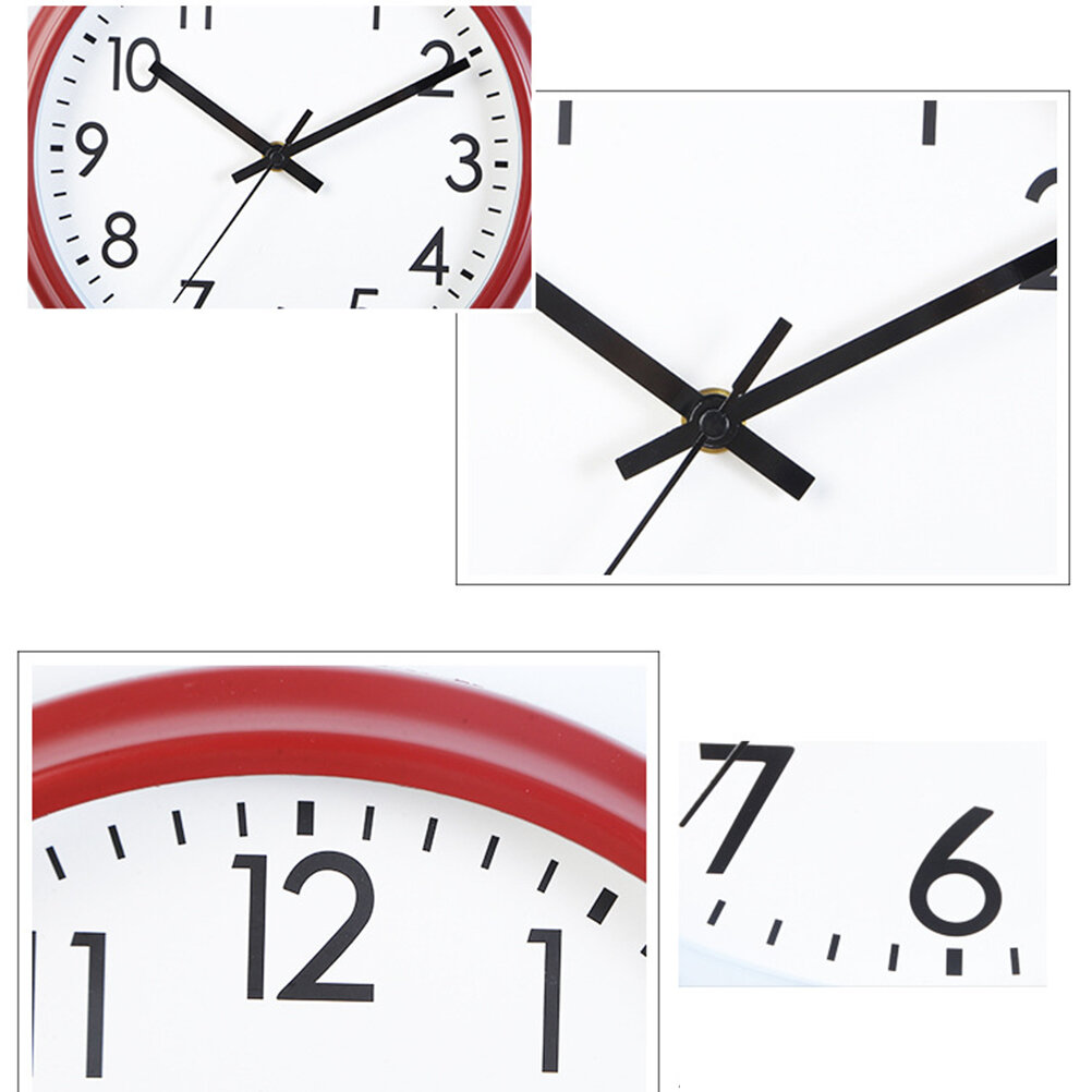 Простые Настенные Часы, Красные, Тихие, Питание От Батареек, Декоративные, Для Гостиной И Спальни, 1 Упаковка