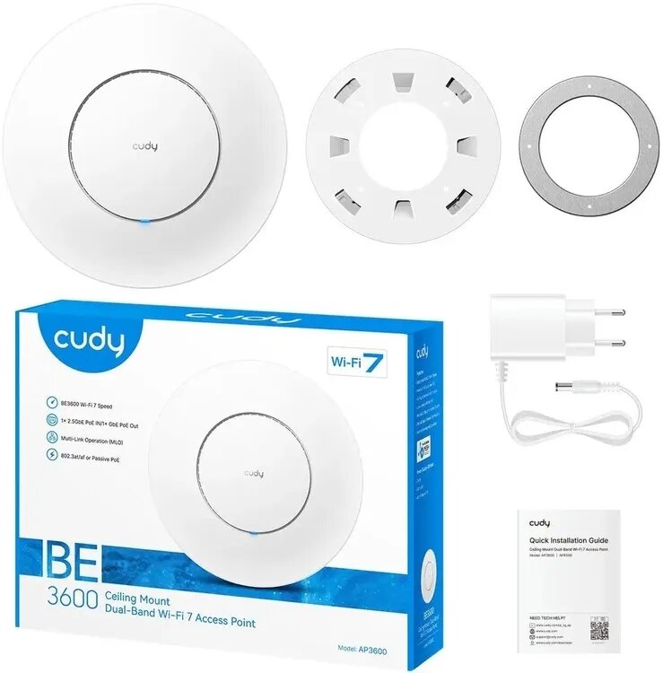 Точка доступа CUDY AP3600, Wi-Fi, 802.11b/g/n/ac/ax, 5 ГГц, 1x2,5 Gbps