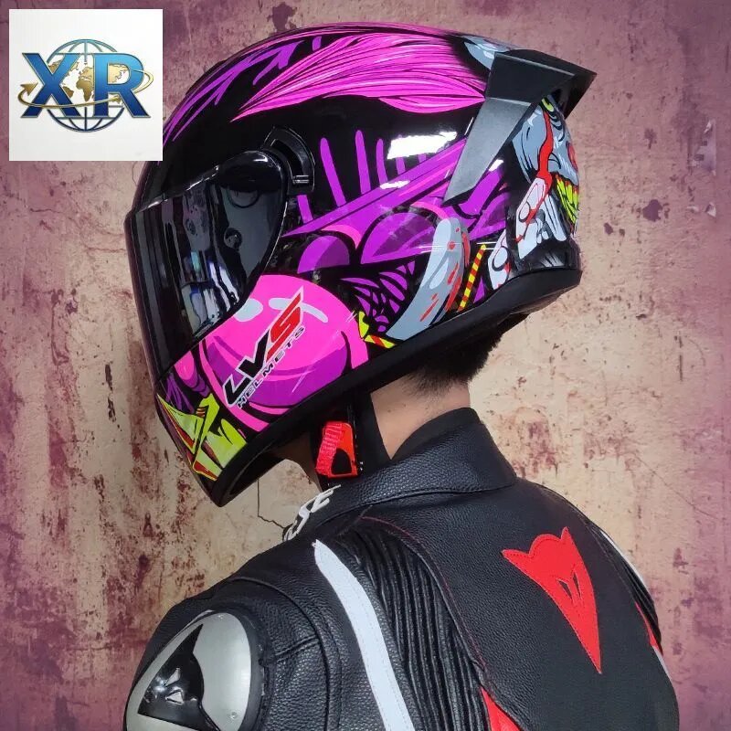Мотошлем фиолетовый LVS Helmets S Интеграл для мотоцикла из ABS пластика