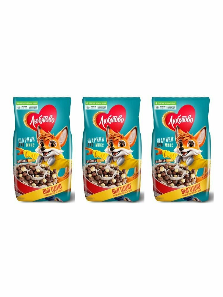 Любятово Шарики Дуо микс, 500 г, 3 шт