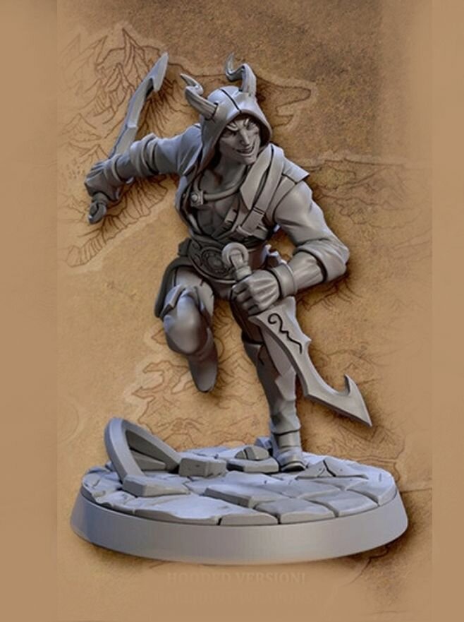 Тифлинг-демон (класс: Вор, Ассасин, Разбойник, Плут, Бандит) миниатюра для DnD (ДнД) и других Настольных игр (НРИ, Варгеймов или РПГ), фентези тематика