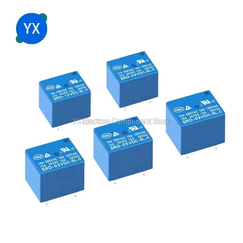 Мини реле 10А 250В SRD-05VDC-SL-C