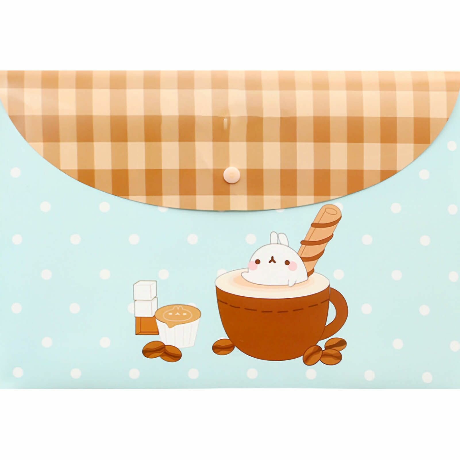 Пластиковый конверт с кнопками синий