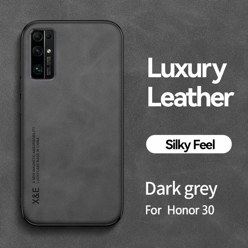 FASNYA Кожаный чехол на Honor 30 (Хонор 30) с защитой камеры противоударный, ля магнитного авто-держателя