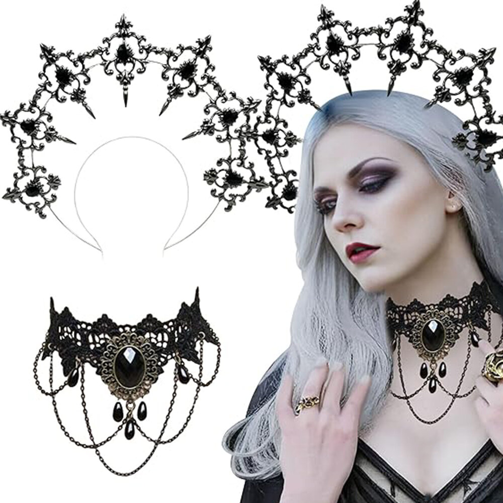 1 Комплект Винтажной Короны С Ореолом Святого И Шейным Ремешком Для Украшения Косплей-вечеринки