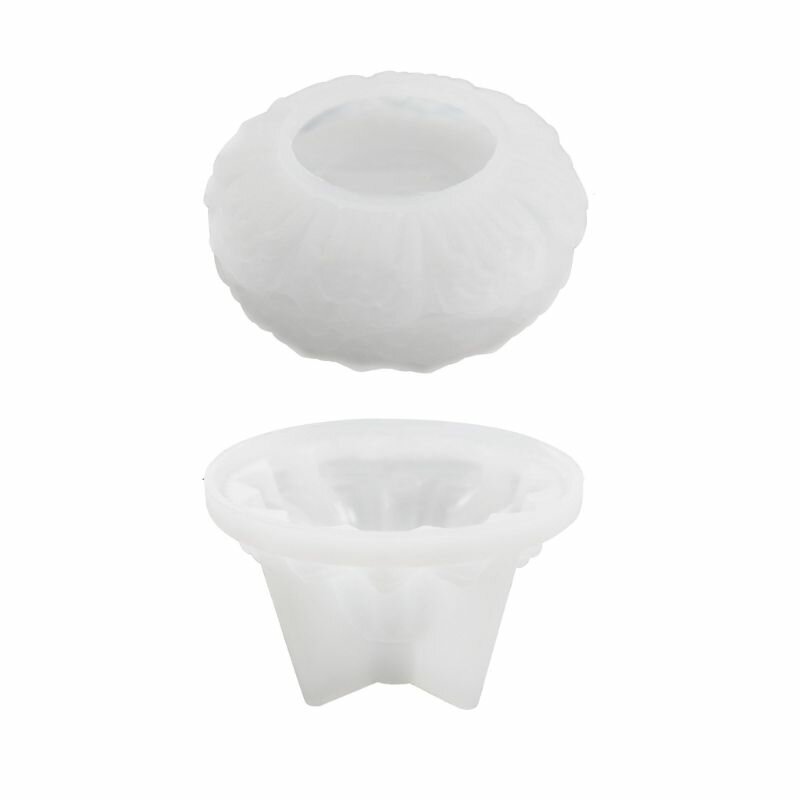 (1 комплект) Crystal Drip Epoxy Lotus Flower Candle Holder Mirror Silicone Mould