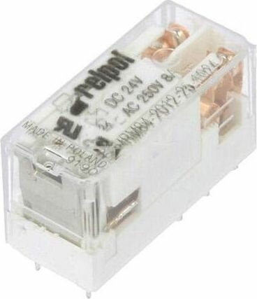 Реле RELPOL RM84-2012-25-1024-01 электромагнитное DPDT Uобмотки 24ВDC 8A/250ВAC 8A/24ВDC прозрачный корпус 1 шт