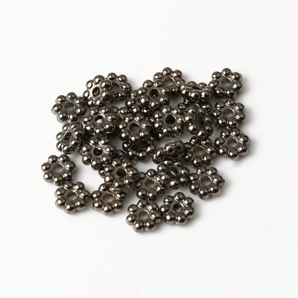 Nociuciu Плоские круглые бусины CCB 4 мм 6 мм золото серебро 6x2mm 100pcs, black