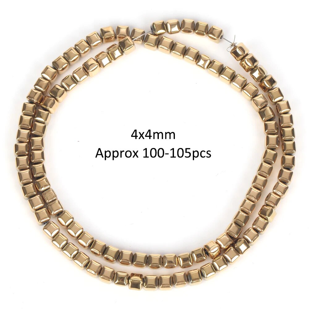 Золотые бусины из гематита Vidasny Fillet Cube