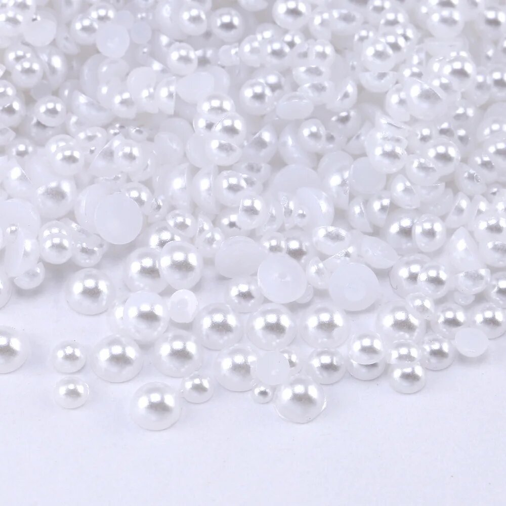 Белые/бежевые полукруглые бусины из АБС-пластика QIAO 3-14 мм 14mm-50pcs, white