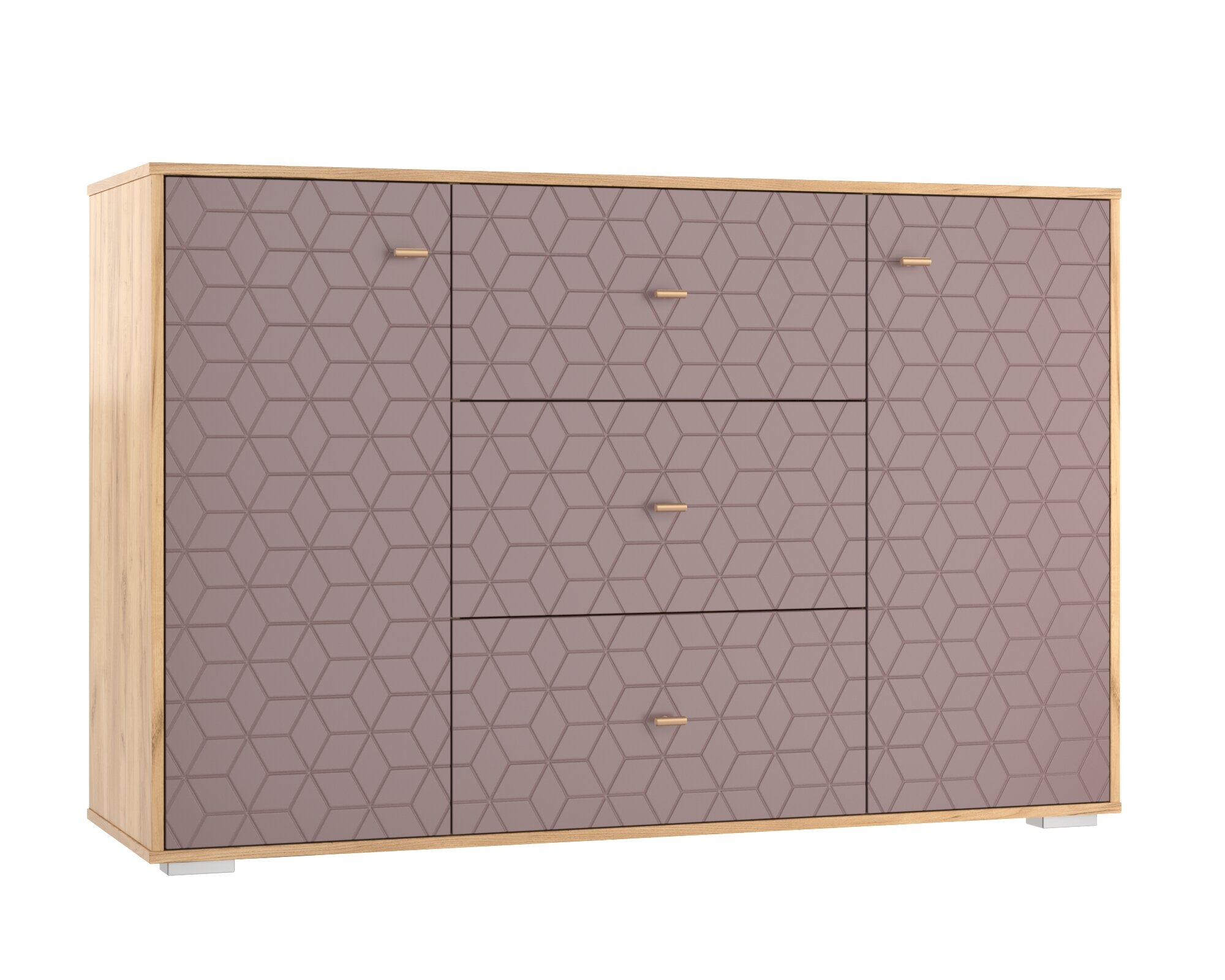 Комод с выдвижными ящиками "Монс 3" 144х93х45 Дуб крафт золотой / Гарвиш