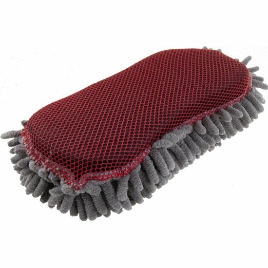 Губка микрофибра ТМ Skyway SKYWAY 23*11*5,5см шиншилла с сеткой скрапер двусторонняя