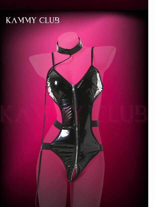 Сексуальная униформа из лакированной кожи с тяговым костюмом