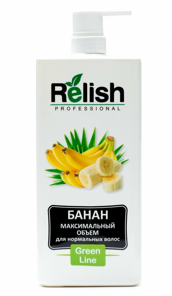 Шампунь для волос Relish Professional, Green Line, максимальный объем банан, 1100 мл