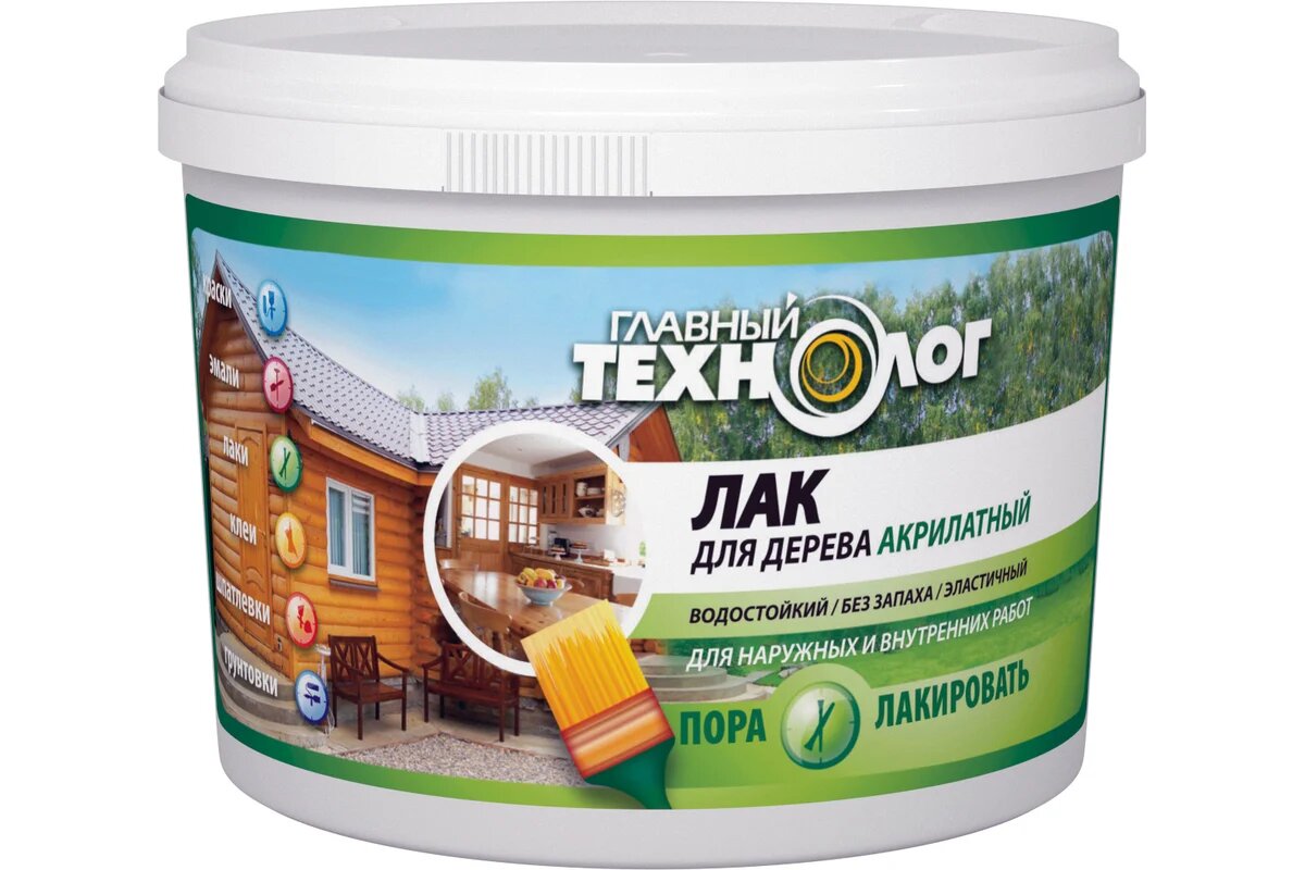 Новбытхим Лак для дерева акрилатный "главный технолог" тик, банка 0,5 кг 1056