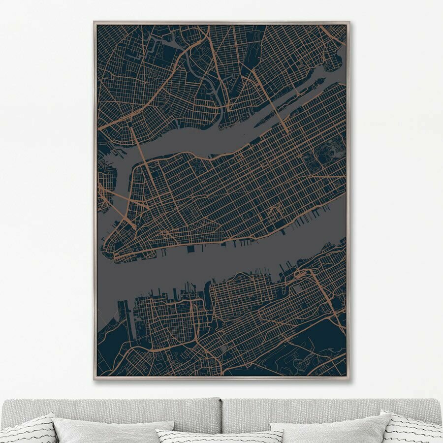 Картина на стену для интерьера. Underground geometry of New York, 2020г. Размер: 75х105см. Печать на натуральном Холсте.