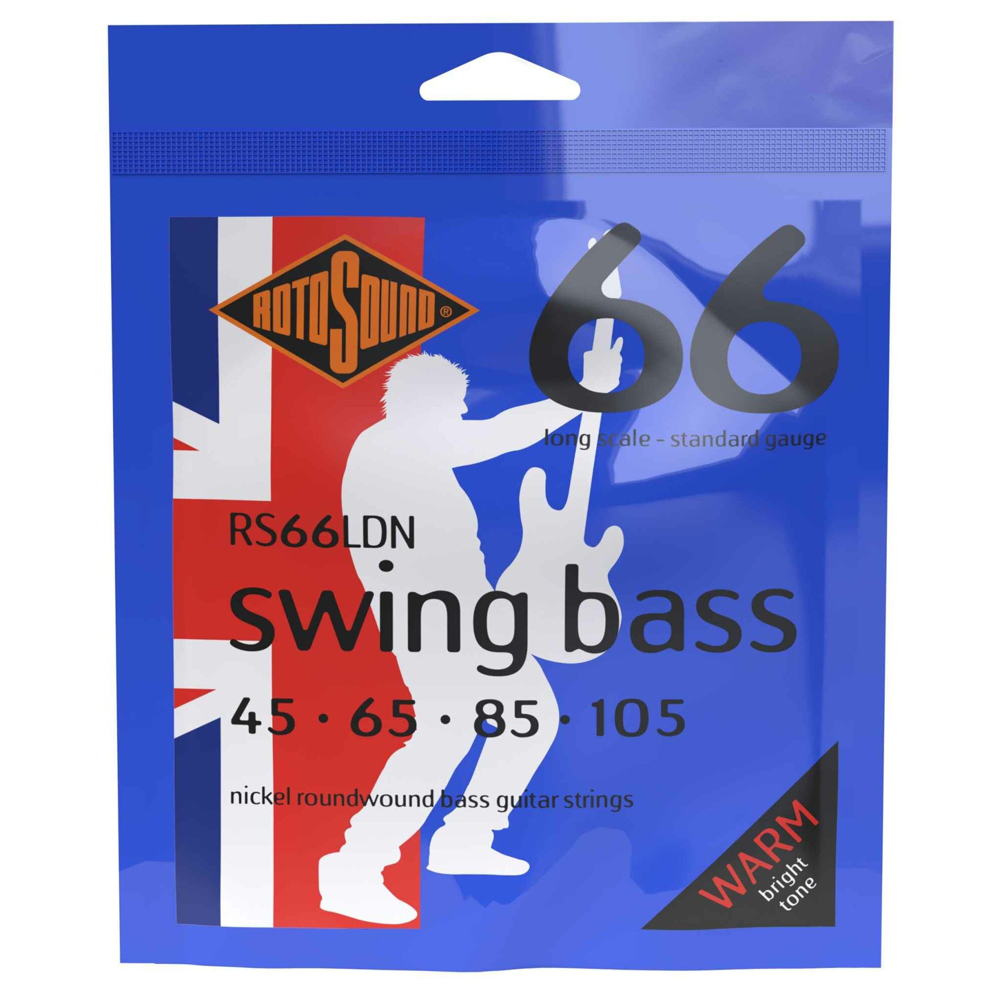 Струны для бас-гитар ROTOSOUND RS66LDN BASS STRINGS NICKEL, никелевое покрытие, 45-105