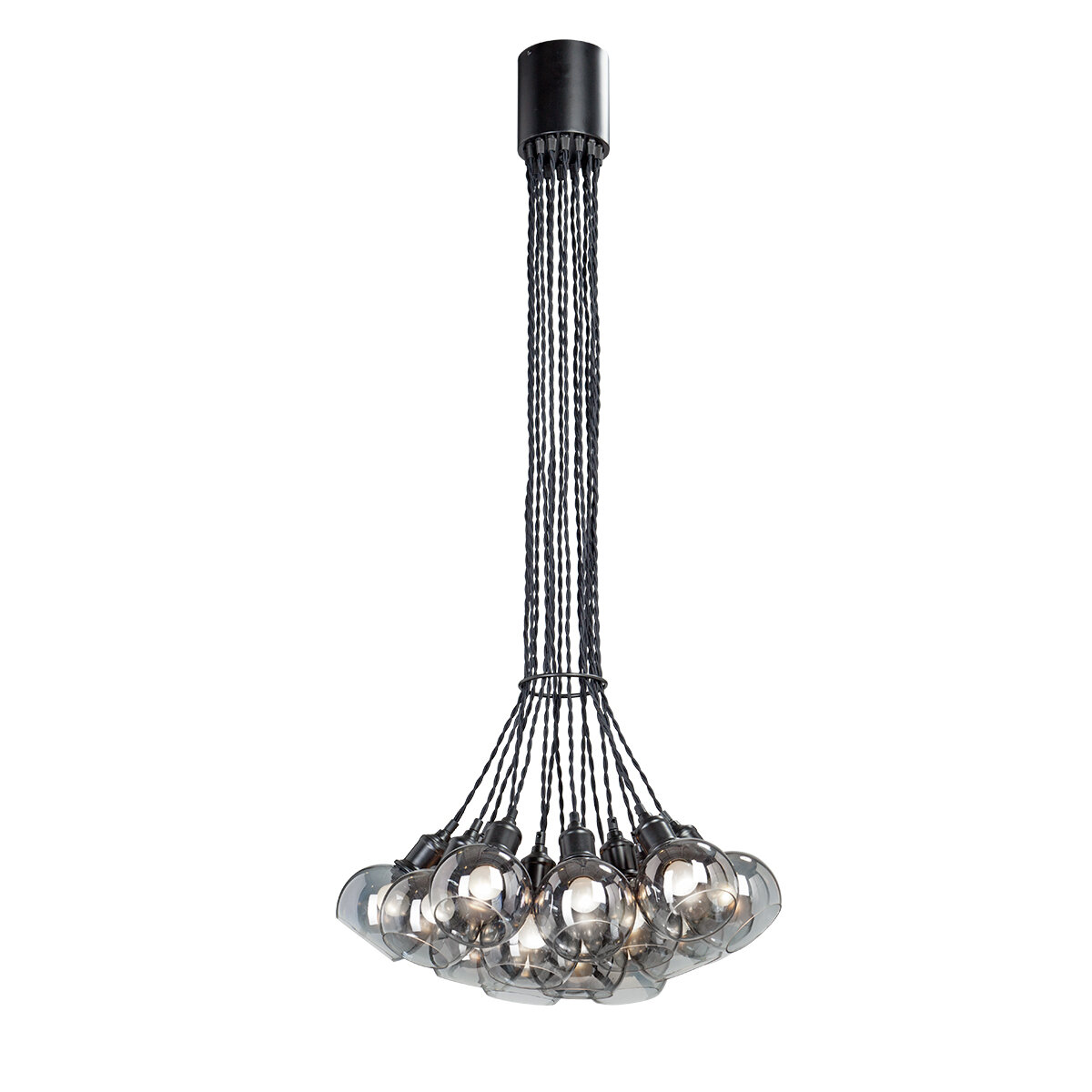 Люстра подвесная Vitaluce V4360-1/16S, 16 ламп, E27 макс. 60Вт, 48м2, цвет чёрный матовый.