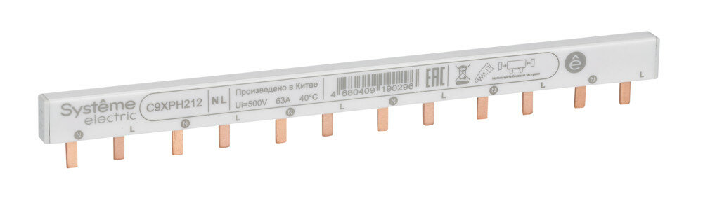 Systeme Electric Шинка Греб. 2P (L1L2) 18мм 12мод 63А, C9XPH212