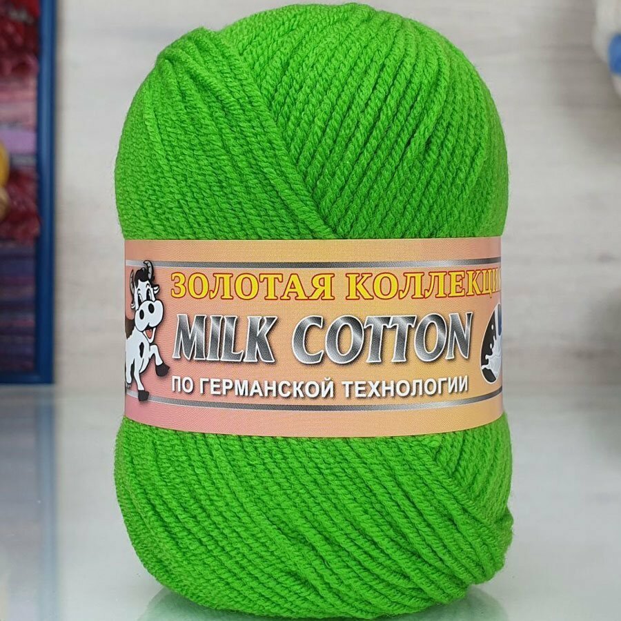 Пряжа Color City милк коттон 034 зеленый неон (10 мотков)