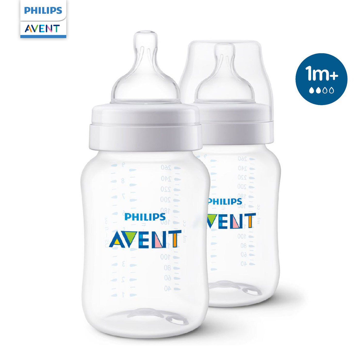 Бутылочки для кормления Philips Avent "Anti-colic", с 1 месяца, 260 мл, 2 шт