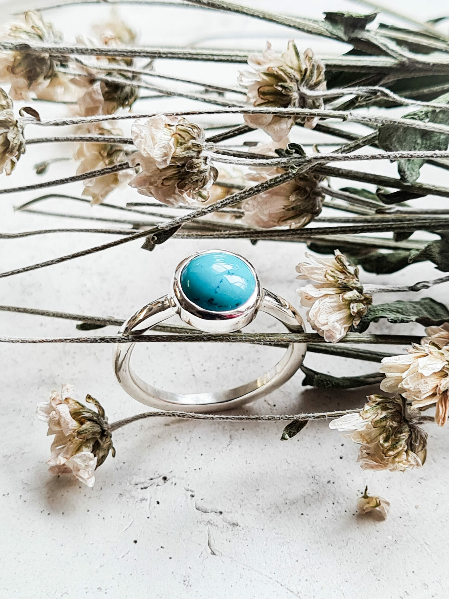 Кольцо, серебро, 925 проба, серебрение, бирюза