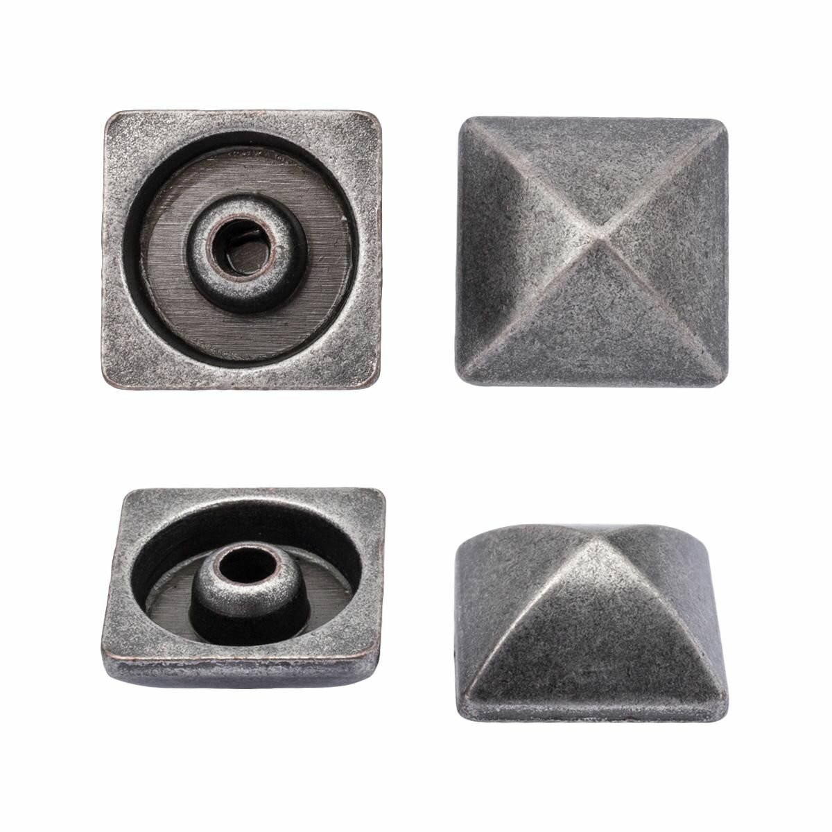 Хольнитен джинсовый BIG 12х12 мм, "Пирамида" цветной металл без гвоздя, темно-серебристый 20 шт (53454)