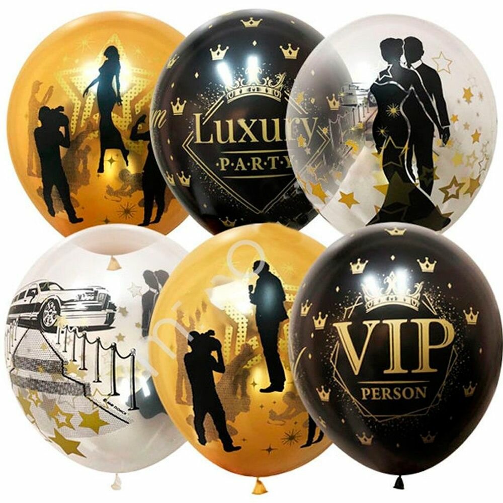 Воздушные шары МФ Поиск "VIP Party", 30 см, рисунок, 25 шт
