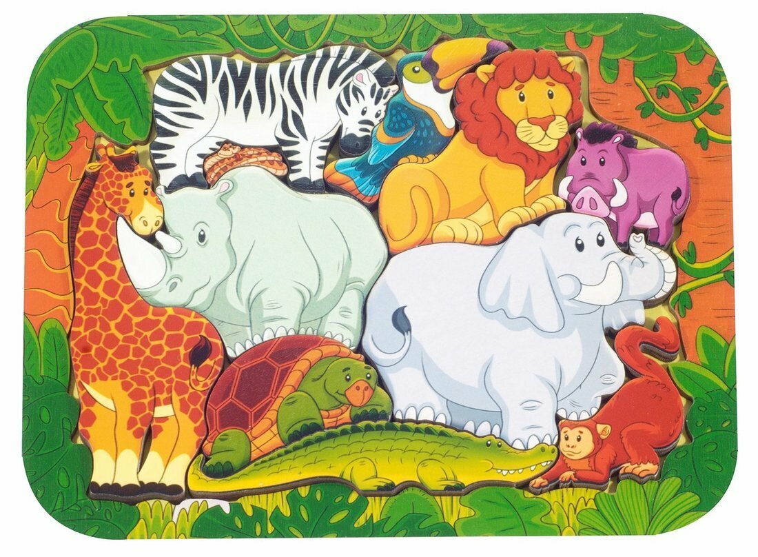 Пазл в рамке Нескучные игры Зоопазл, Африка, 11 деталей (8088)