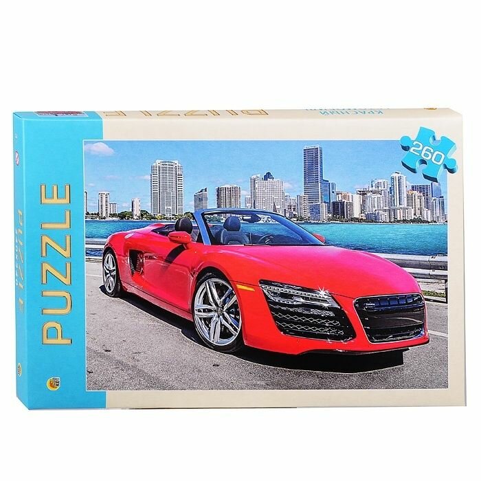 Пазлы Рыжий кот "Красный автомобиль", 260 элементов, в коробке (П260-0562)