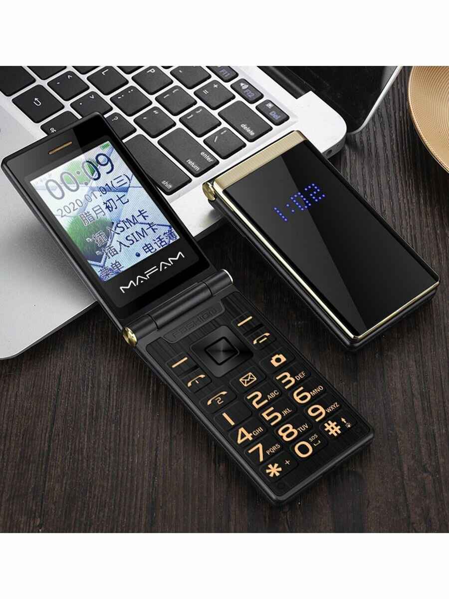 M2-c GSM 2G Раскладной телефон с двумя экранами и двумя SIM-кнопками, запасной складной телефон (поддерживает русский язык)