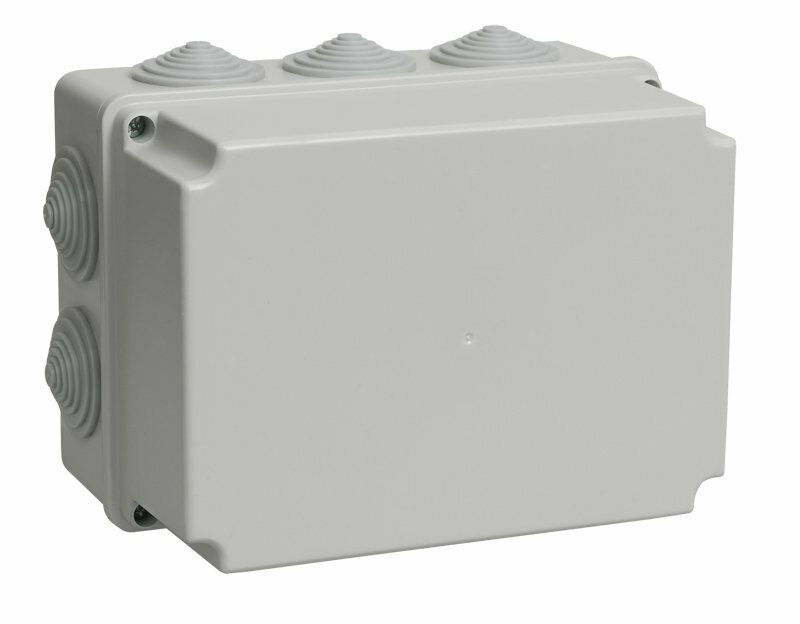 IEK Коробка КМ41245 распаячная для о/п 190х140х120 мм IP44 (RAL7035, 10 гермовводов), UKO10-190-140-120-K41-44
