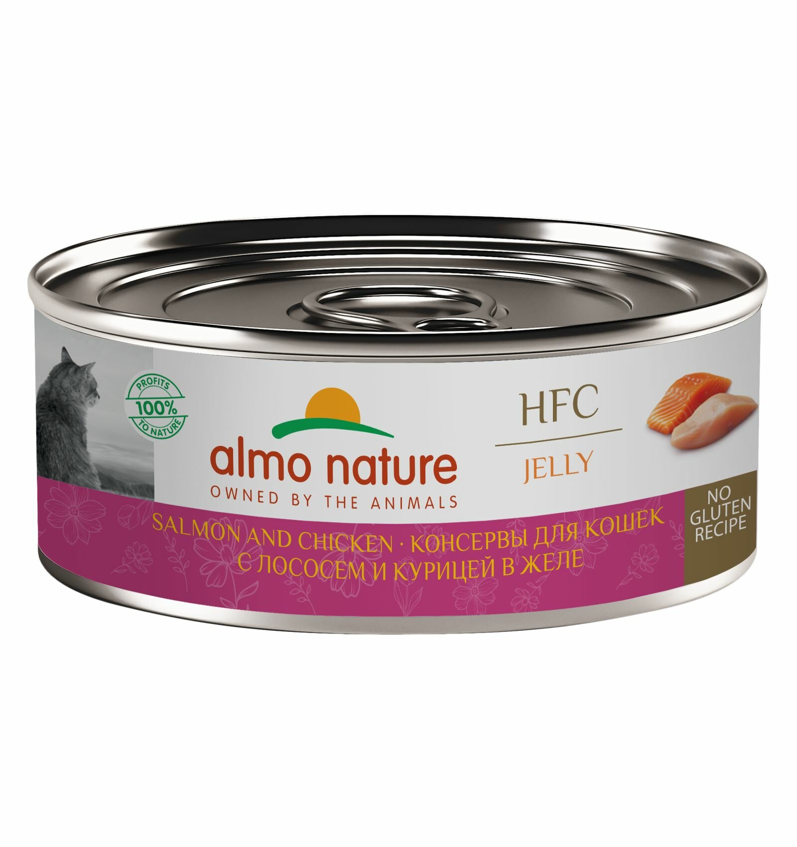 Almo Nature HFC Natural Лосось и Курица в Желе для кошек и котят 12шт*100гр