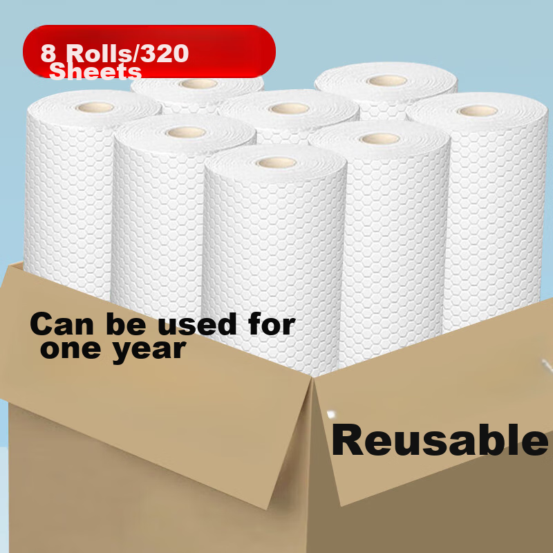 Miaoran 8-Pack 320 Count Disposable Cleaning Cloths, Multi-Functional Washable Wipes, Kitchen Paper Towels, Dishwashing Cloths, Wet And Dry Use