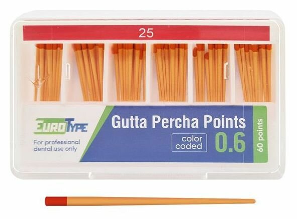 Штифты гуттаперчевые конус 06 №25, (60шт), EuroType
