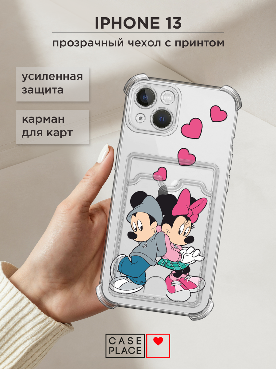 Чехол на Apple iPhone 13 (Айфон 13) с картой и принтом Микки Маус