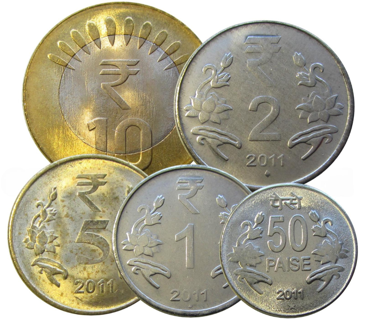 Набор 5 монет 2010-2018 Индия UNC