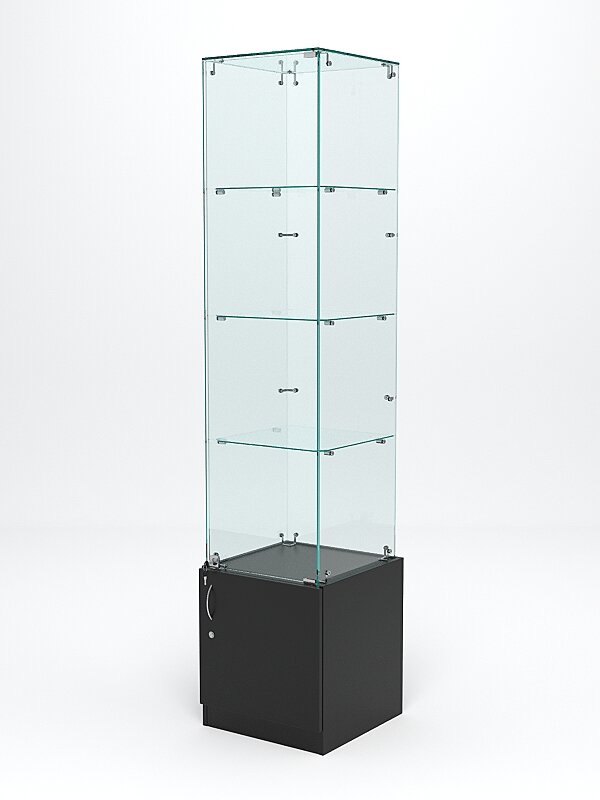 Витрина стеклянная "истра" №6 (с дверкой, задняя стенка - стекло), Черный