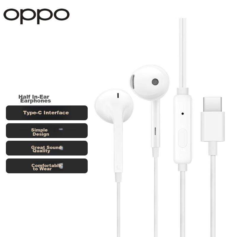 OPPO Earphones, OPPO Wired Earphones, Type-C Interface, Compatible with Find N3/Find X7/Reno12, MH135 Earphones