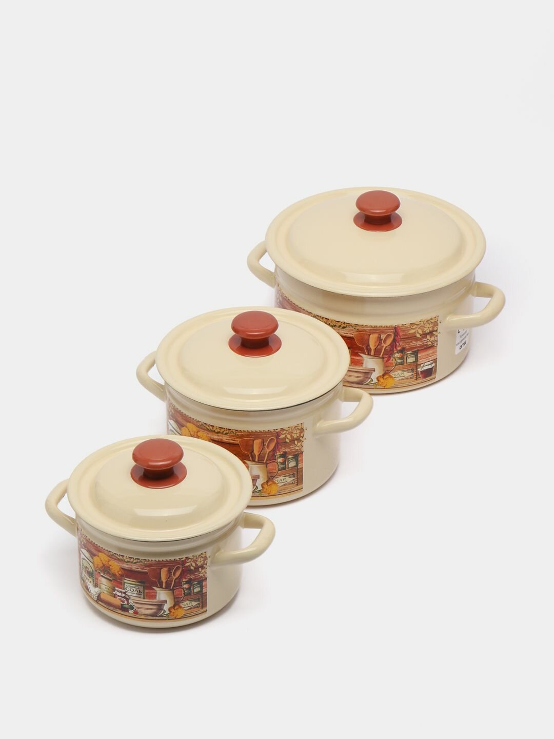 Набор эмалированных кастрюль "Сельский мотив" 3шт(2л, 3л, 5л), Керчь