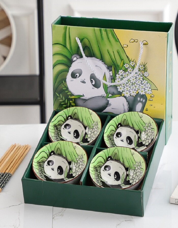 Набор китайских пиал супниц с пандой 4шт