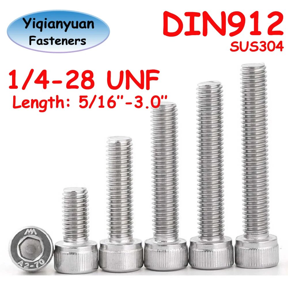 Винты Yiqianyuan DIN912 из нержавеющей стали 1.0inch (3Pcs)